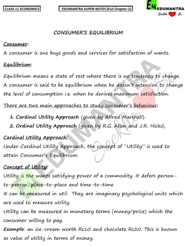 Consumer equilibrium | PDF