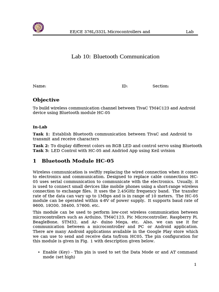 Lab 10 | PDF | Bluetooth | Computer Engineering