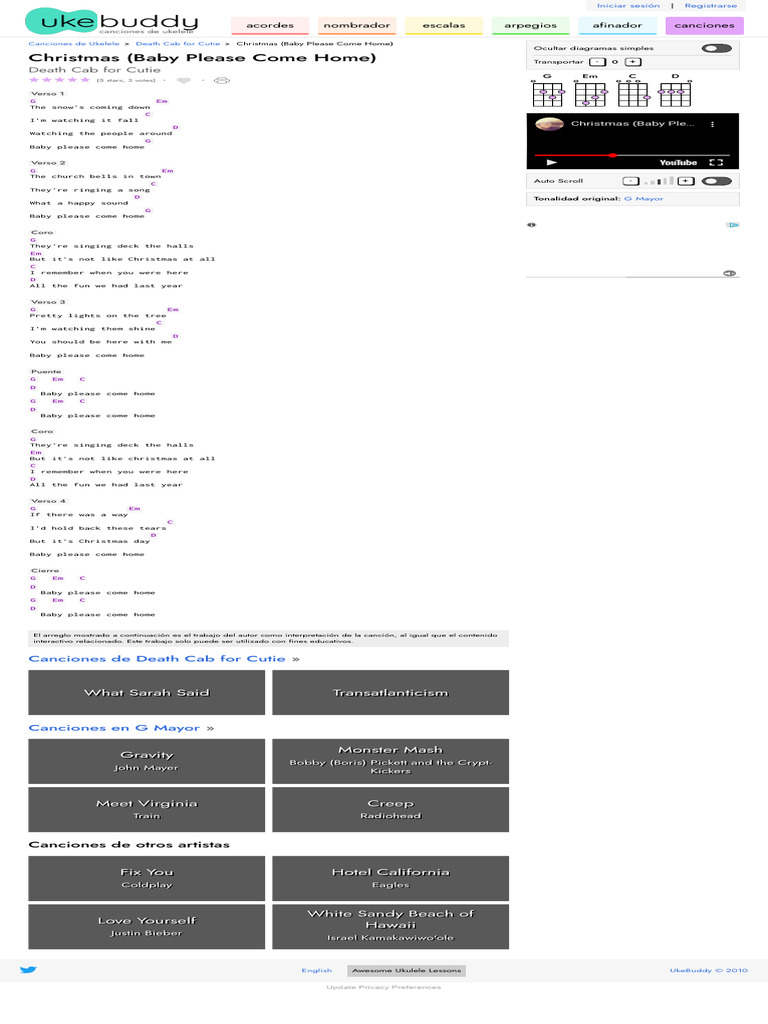 Christmas (Baby Please Come Home) de Death Cab For Cutie - Acordes de ...