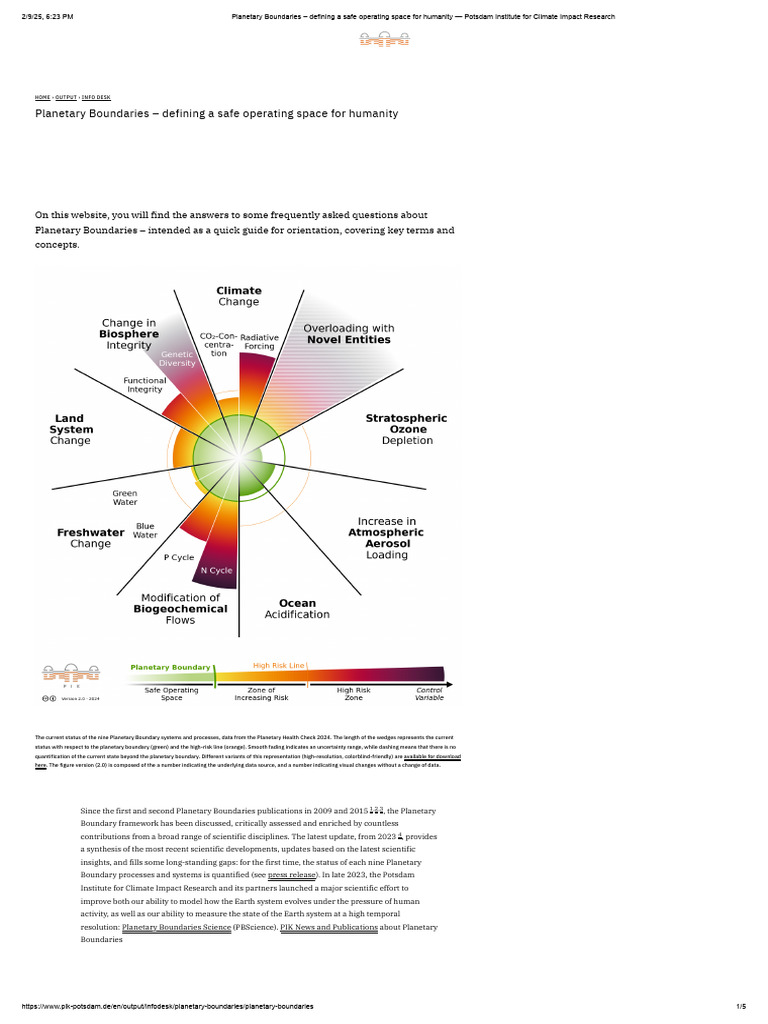 Planetary Boundaries: A Safe Space for Humanity | PDF | Ozone Depletion ...
