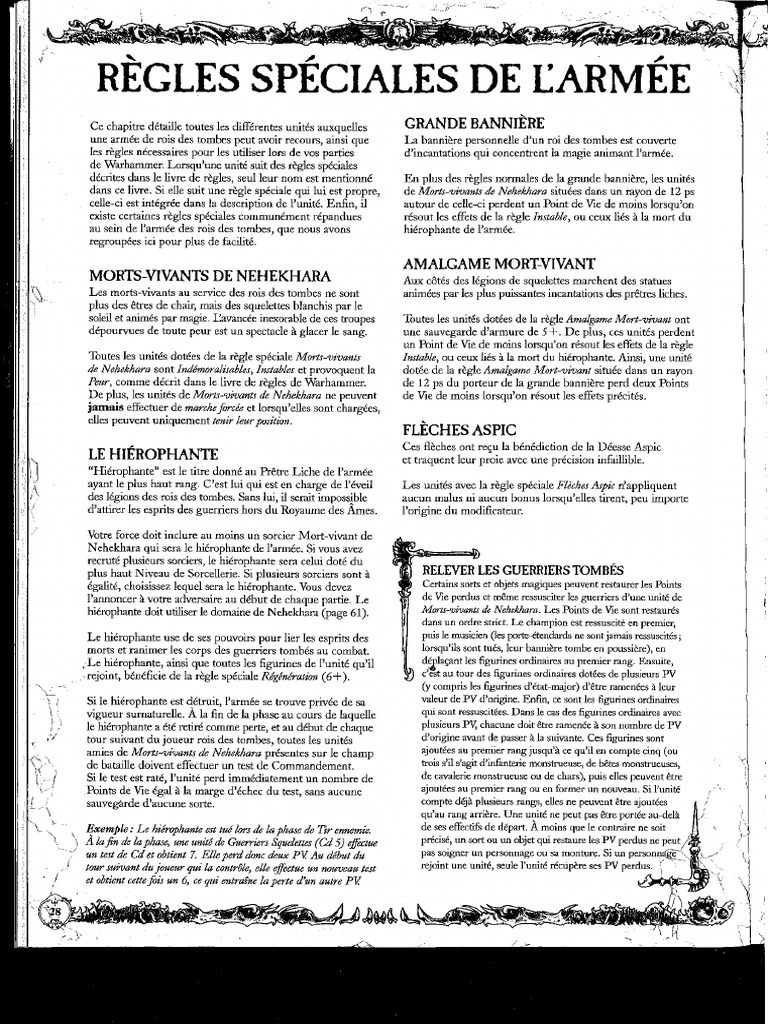 Warhammer Battle Liste D'armée Rois Des Tombes V8 | PDF