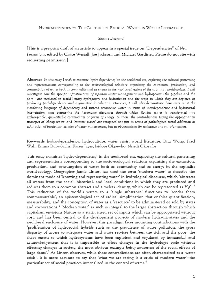 Hydro Dependency The Culture of Extreme | PDF | Water | River