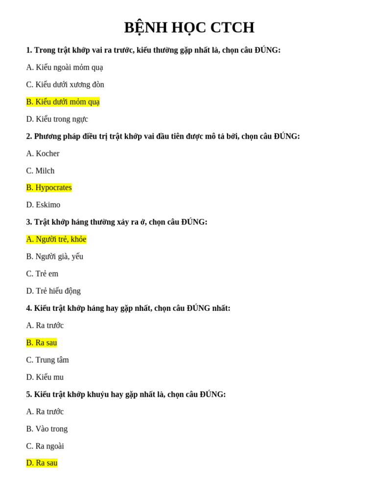 BỆNH HỌC CTCH | PDF