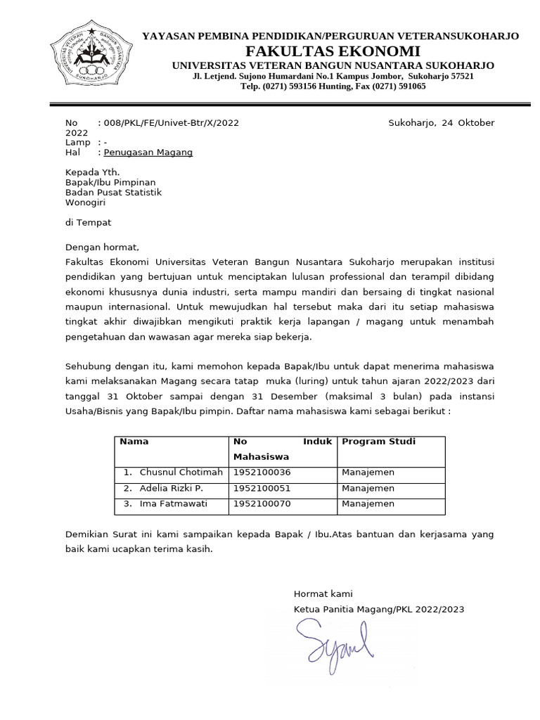 Surat Magang 2 | PDF