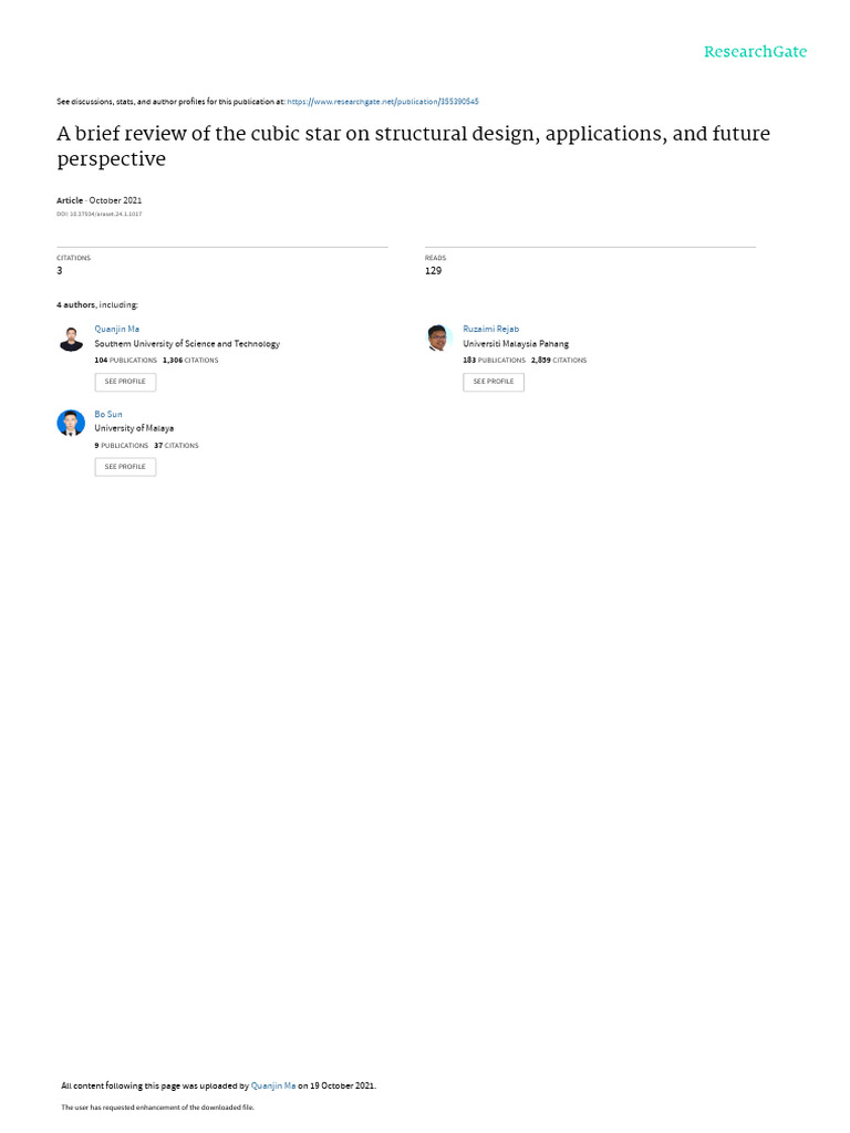 A Brief Review of The Cubic Star On Structural Design, Applications ...