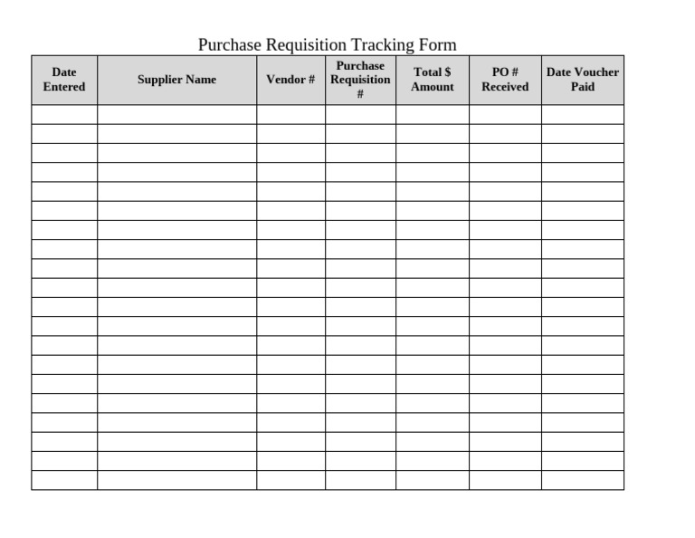 Purchase Requisition Tracking Form | PDF
