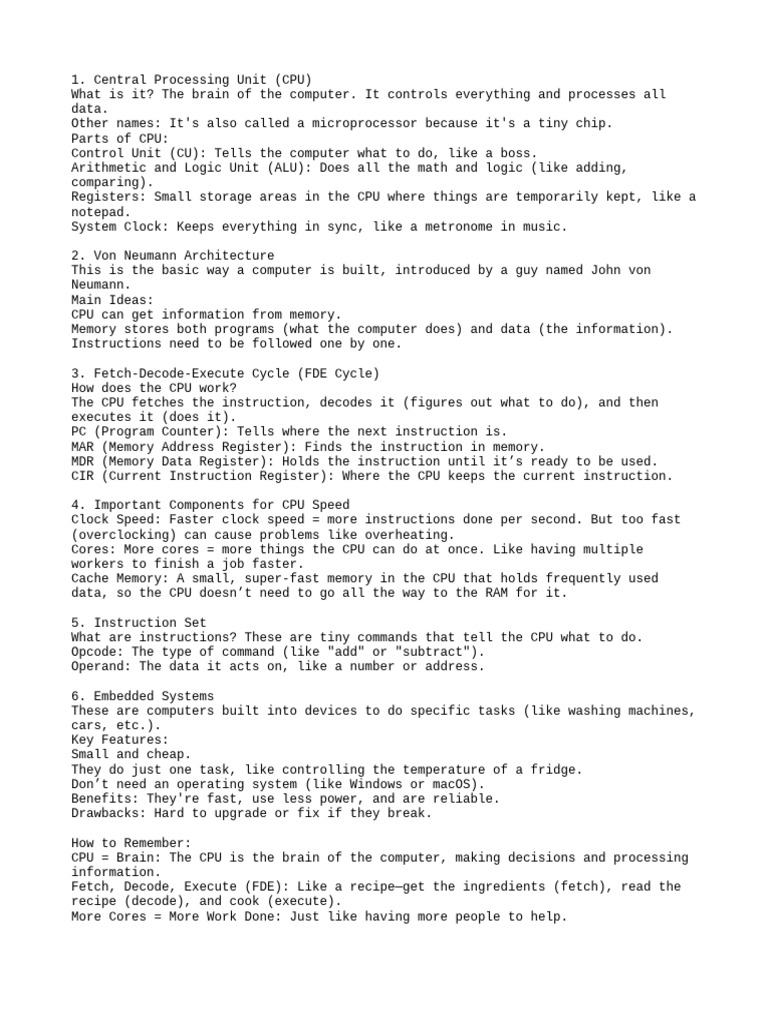 Central Processing Unit (CPU) Cs Notes | PDF | Central Processing Unit ...