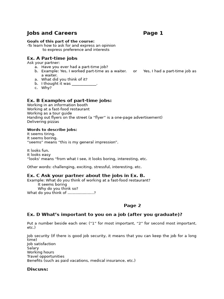 Jobs and Careers - Discussion | PDF