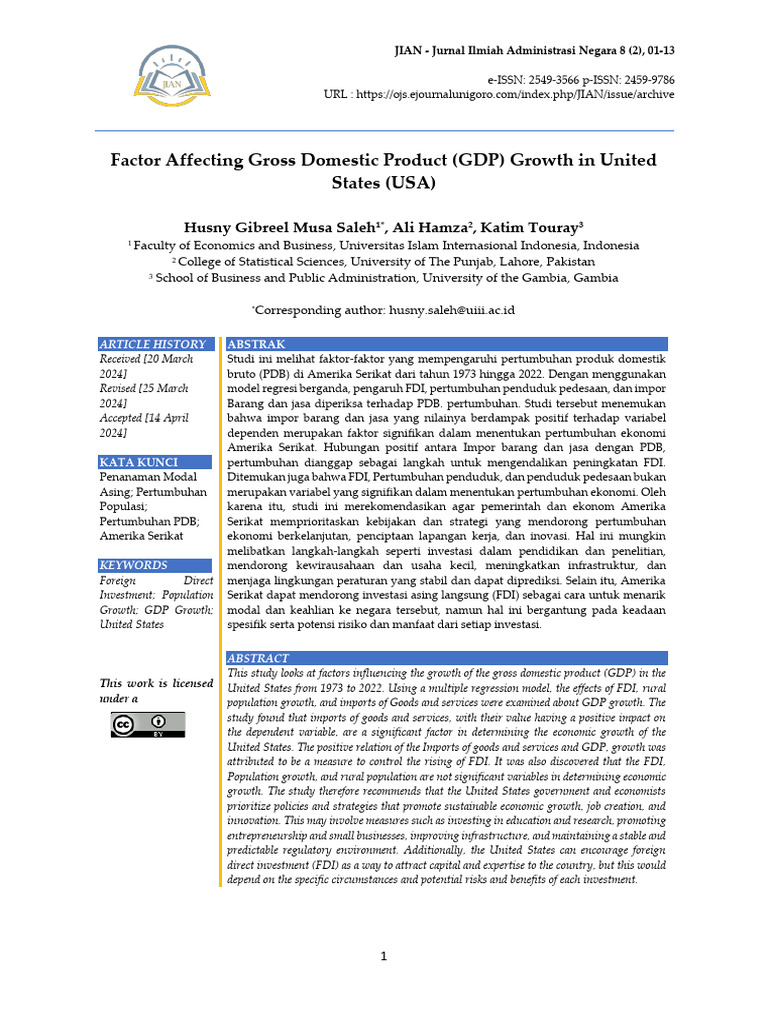 Factor Affecting Gross Domestic Product GDP Growth | PDF | Coefficient ...