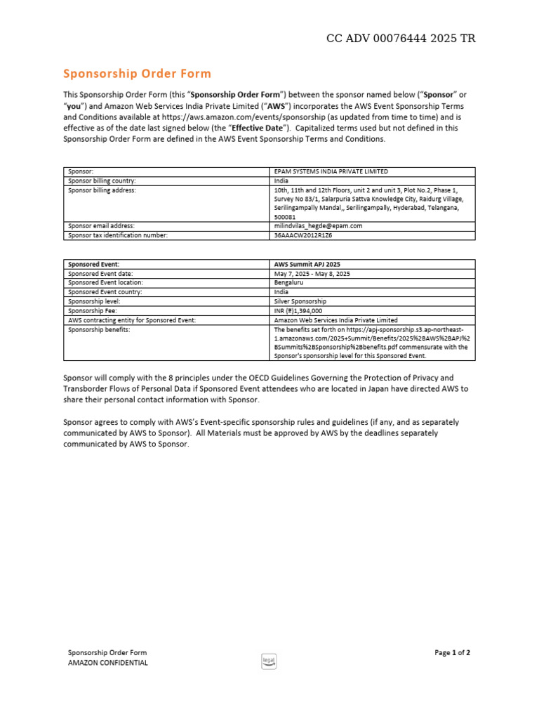 EPAM SYSTEMS INDIA PRIVATE LIMITED - AWS Summit APJ 2025 - Sponsorship ...