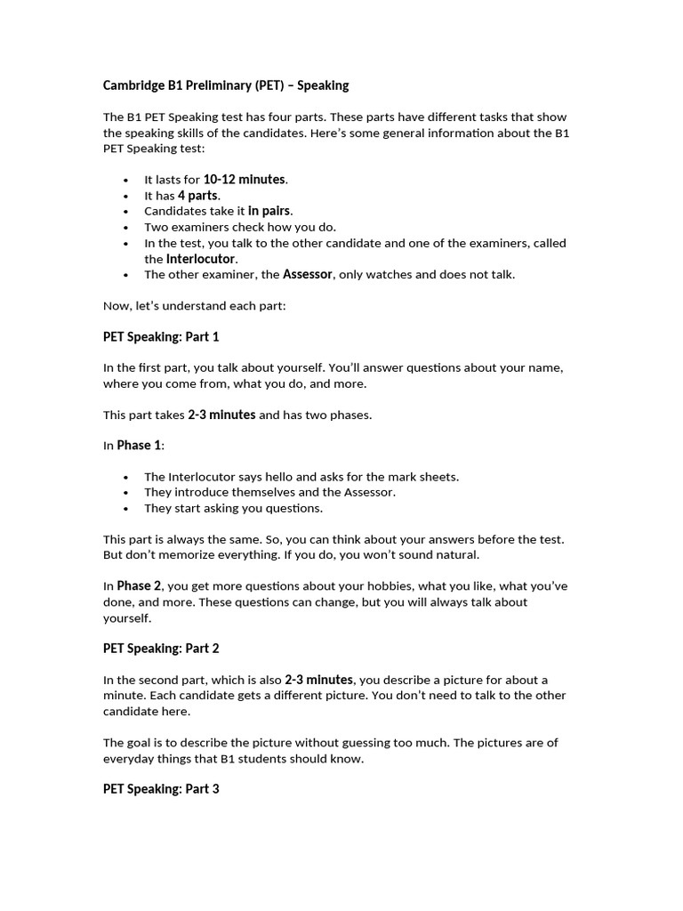 Cambridge B1 Preliminary Pdf English Language Vocabulary