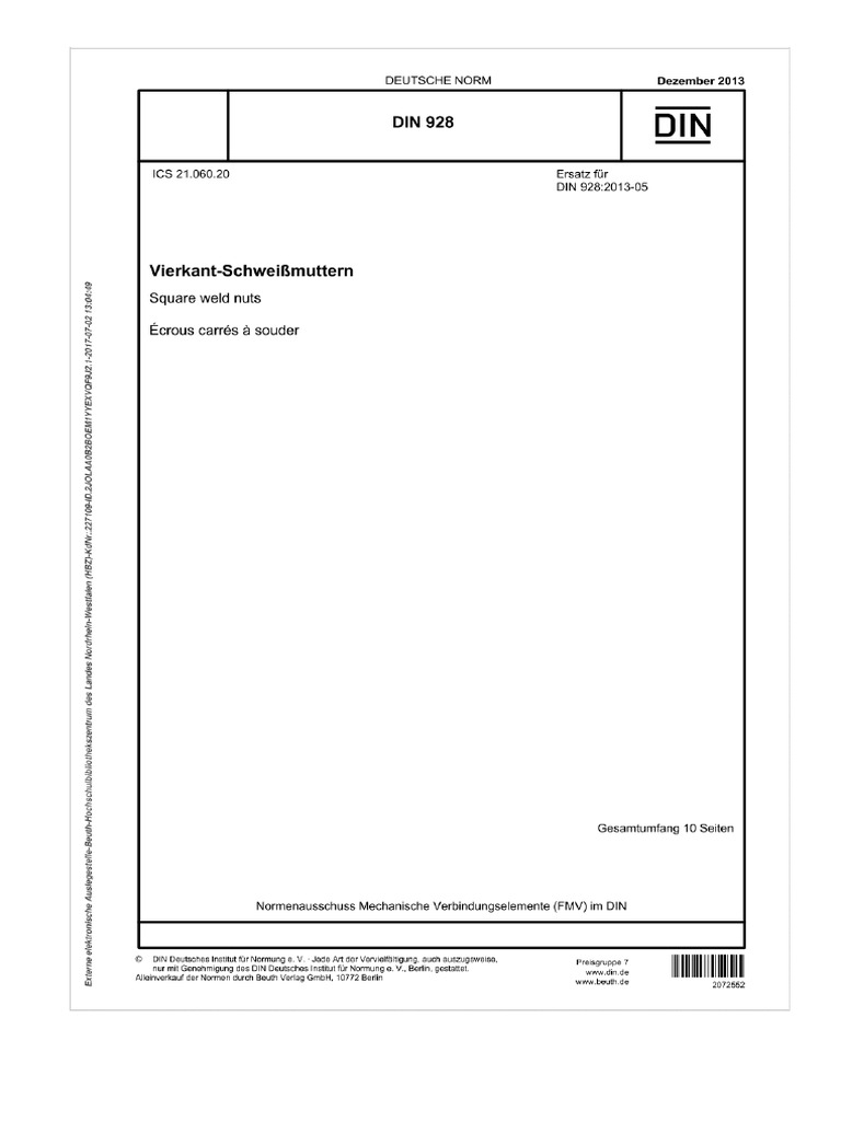 Din 928 (2013) | PDF