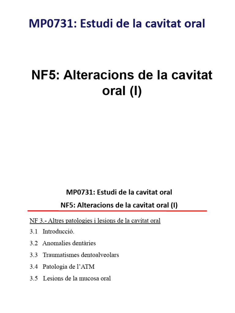 MP0731 NF5 2425. Altres Patologies I Lesions de La Cavitat Oral ...