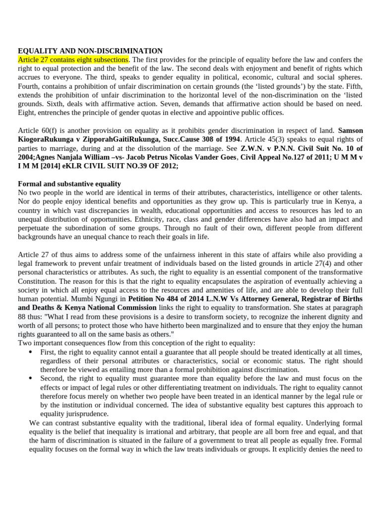 Equality and Non Discrimination | PDF | Equal Opportunity | Affirmative ...