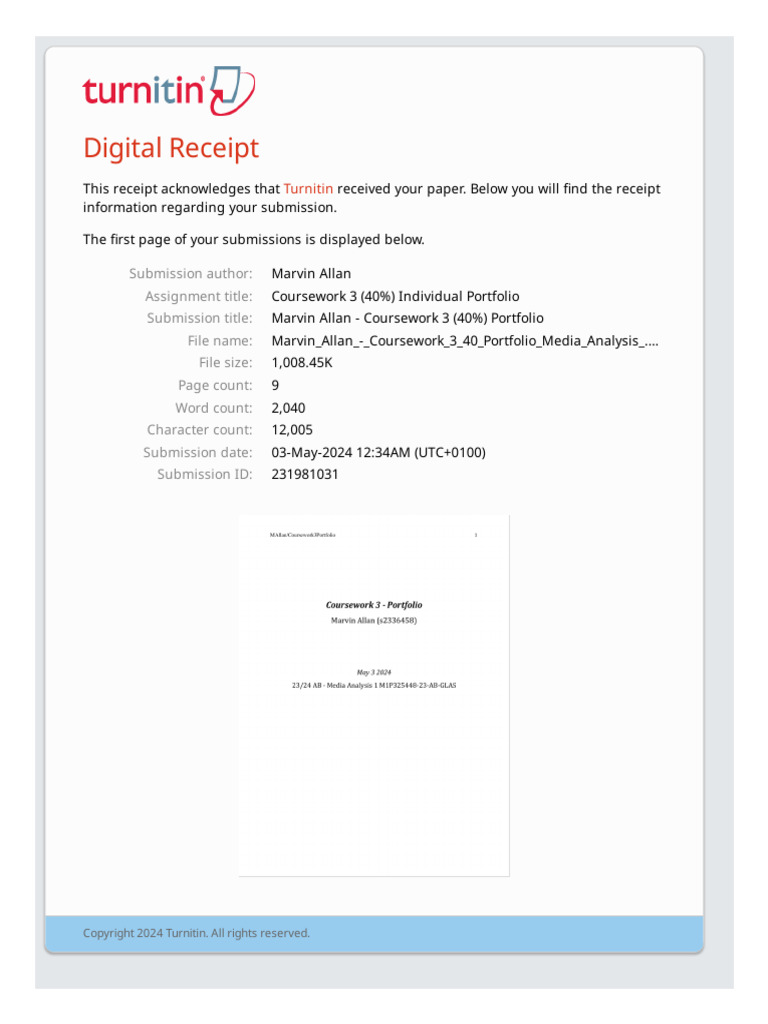 receipt_Marvin Allan - Coursework 3 (40%) Portfolio | PDF
