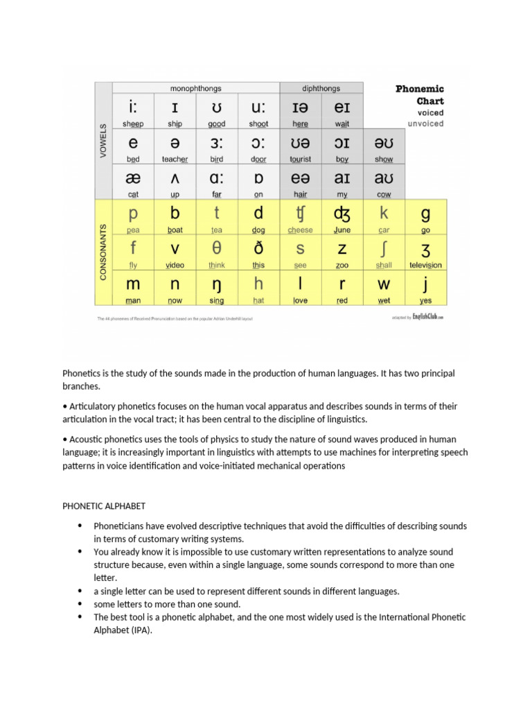 Phonetics Is The Study of The Sounds Made in The Production of Human ...