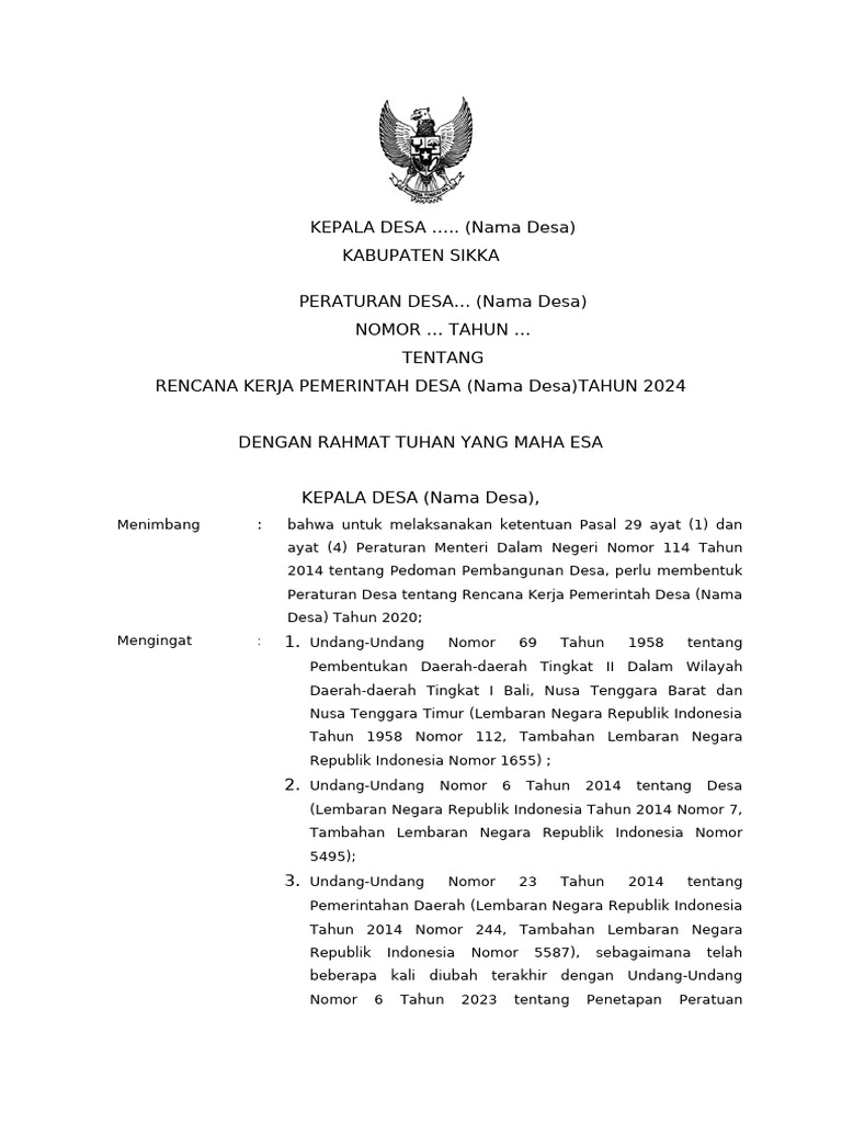 Contoh Perdes RKPDesa TA.2025 | PDF