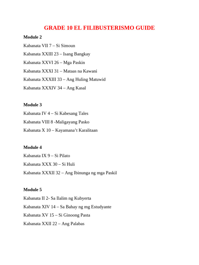 GRADE 10 EL Filibusterismo GUIDE | PDF