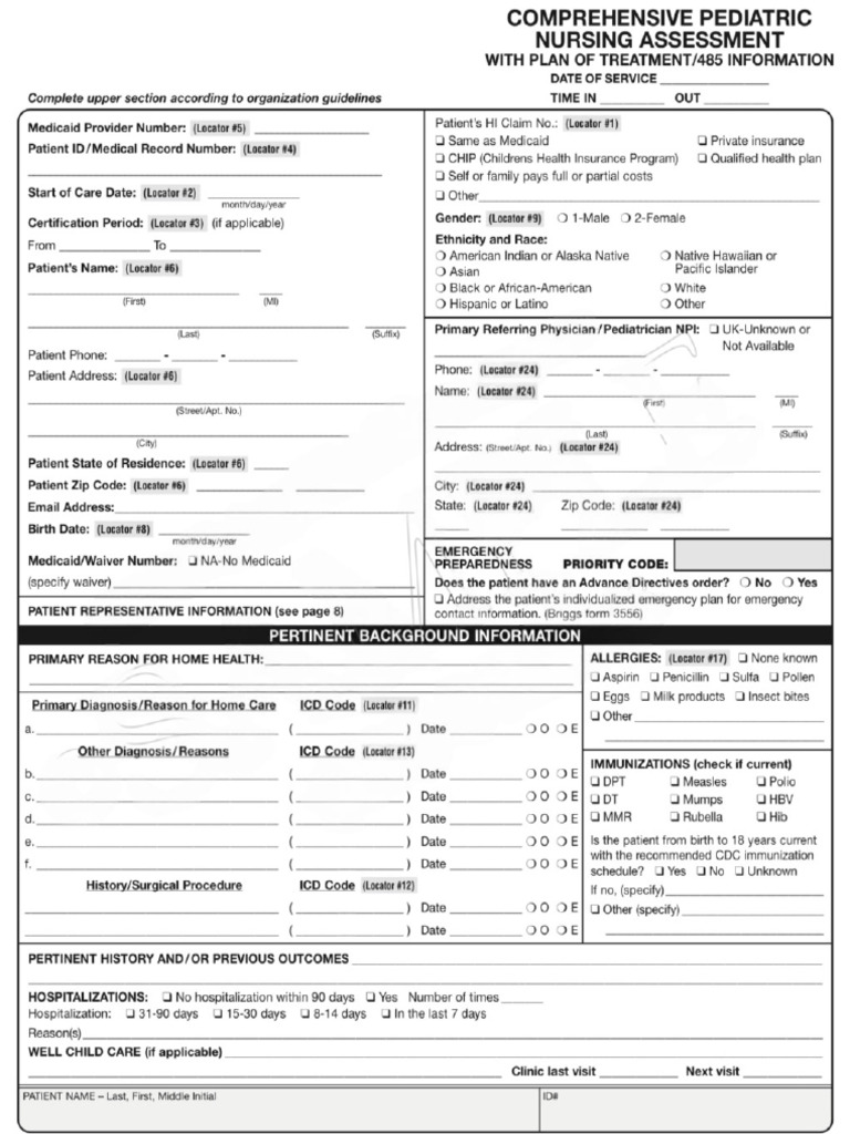 2A - (Pediatric Assessment Form) | PDF