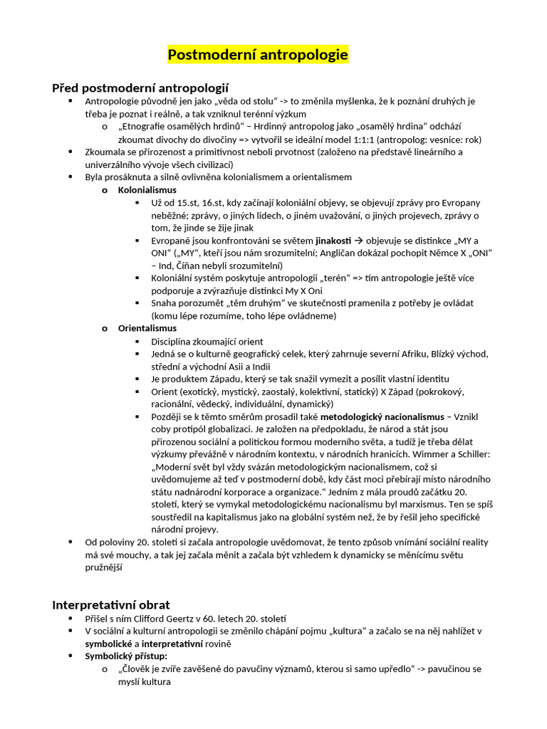 Postmoderni Antropologie Svip Okruh | PDF