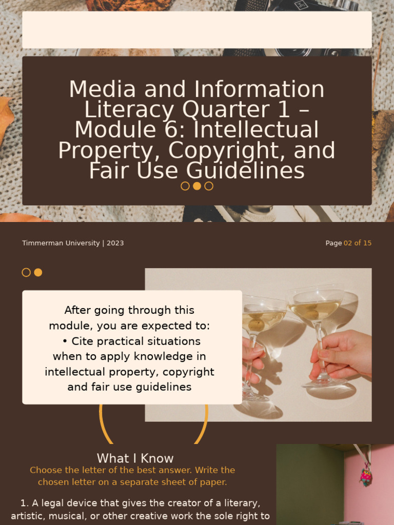 Media and Information Literacy Quarter 1 Module 6 Intellectual Property ...
