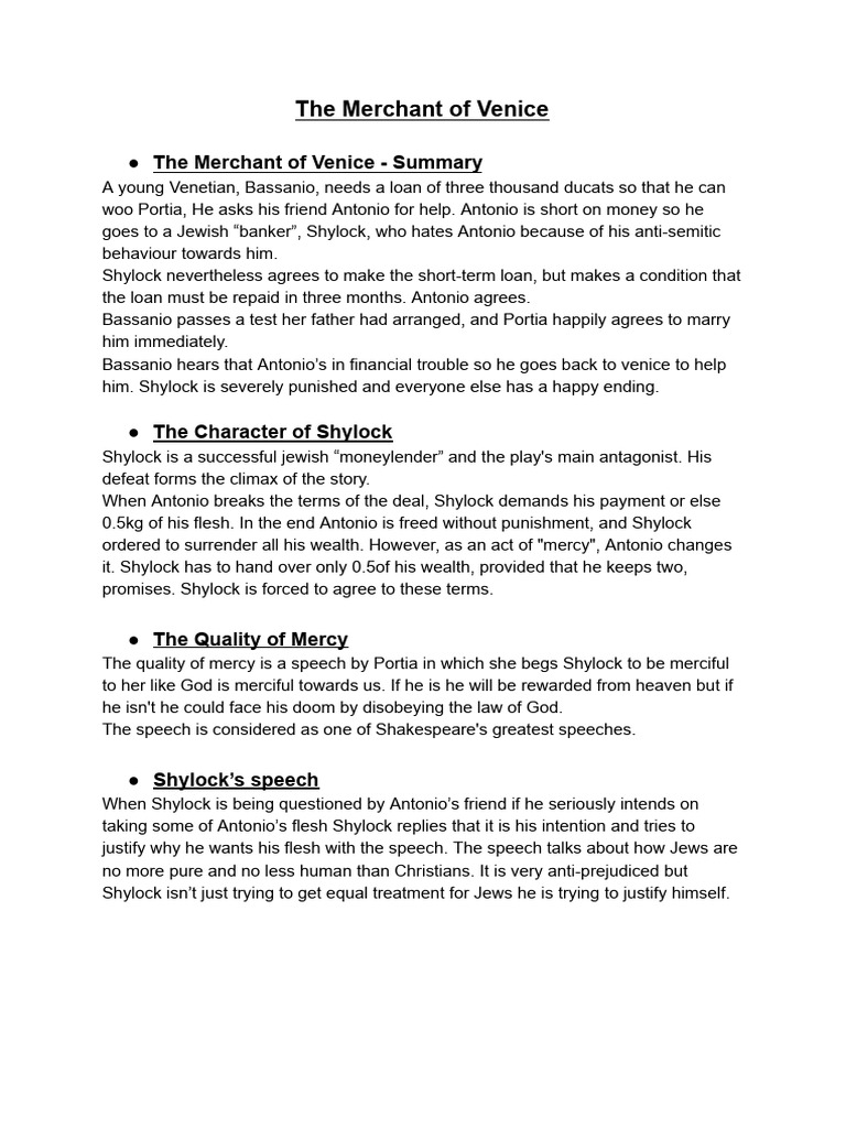 The Merchant of Venice: Key Themes & Characters | PDF