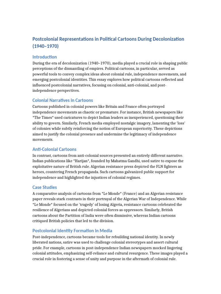 Political Cartoons in Decolonization | PDF | Postcolonialism ...