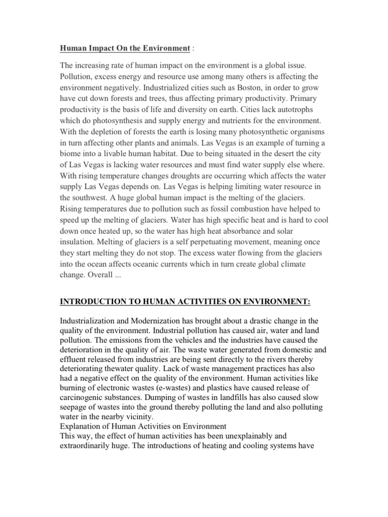 Human Dependence On The Environment | PDF | Science & Mathematics