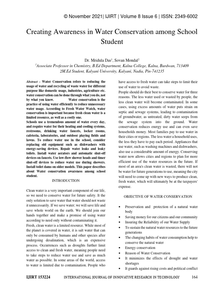 Creating Awareness in Water Conservation | PDF | Water Conservation | Water