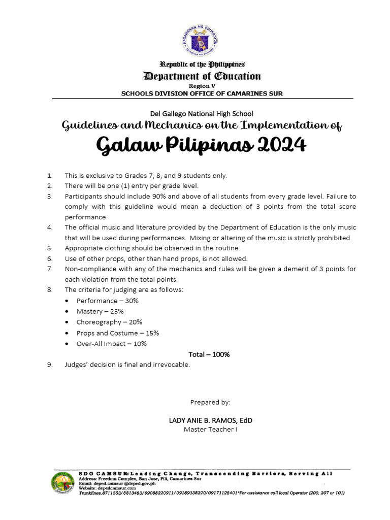 Guidelines for Galaw Pilipinas 2024 | PDF