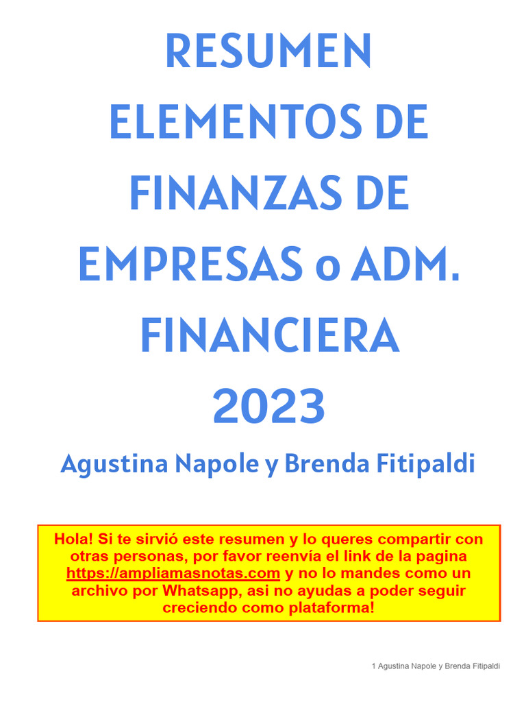 Resumen Final Elementos | PDF | Compartir (Finanzas) | Business