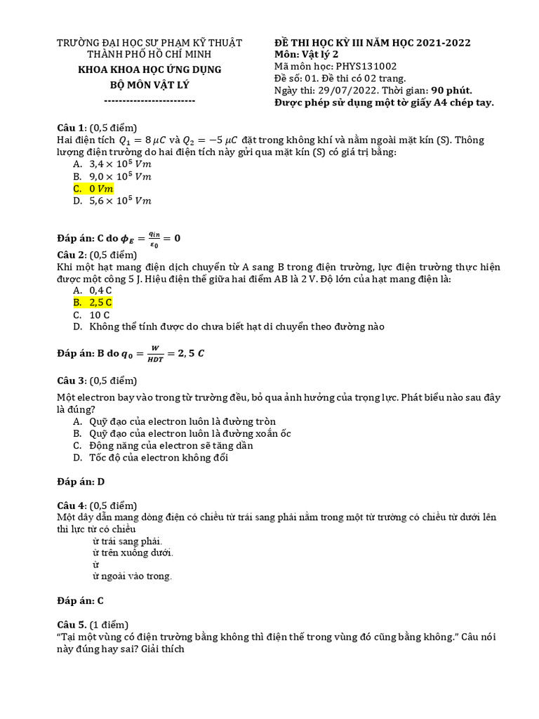 Vat-ly-2_PHYS131002_HKIII_2021-2022_CLC-dapan | PDF