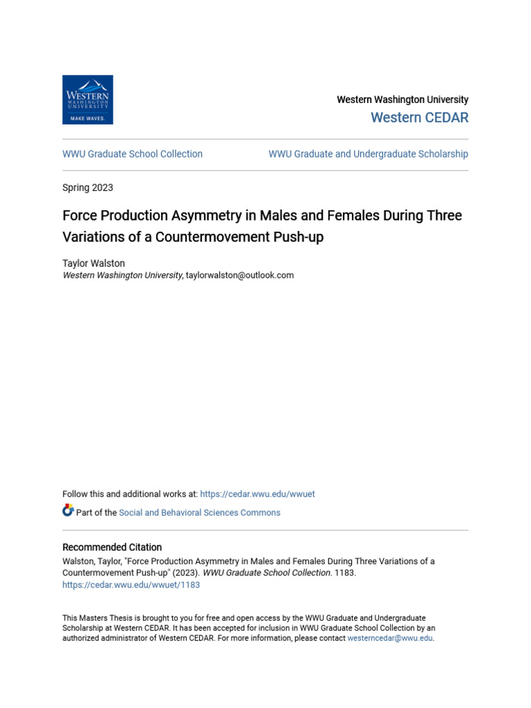 Force Production Asymmetry in Males and Females During Three Vari | PDF ...
