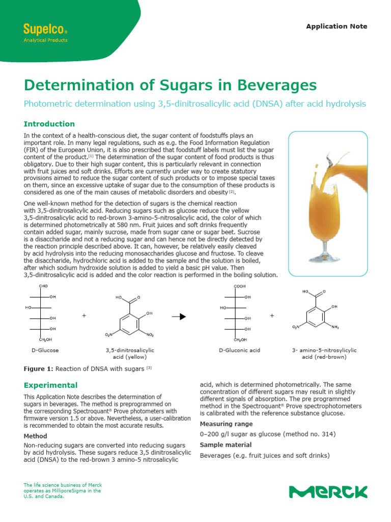 SQ Sugars in Beverages Appnote MK | PDF | Sugar | Diet & Nutrition