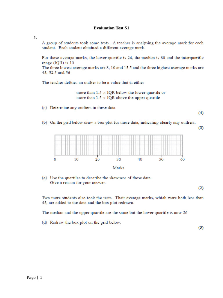 Evaluation Test S1 Overview | PDF