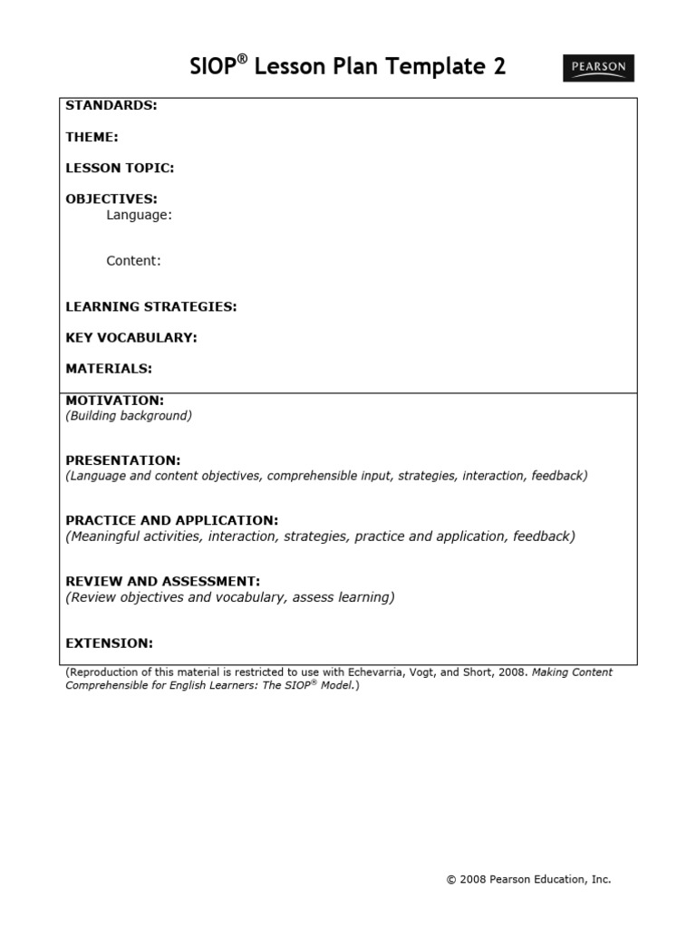SIOP Lesson Plan Example | PDF