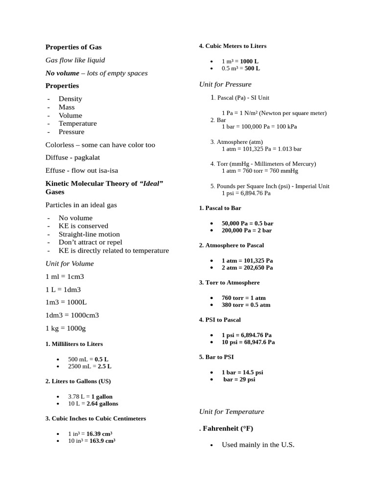 Science10 Gas | PDF | Fahrenheit | Pascal (Unit)