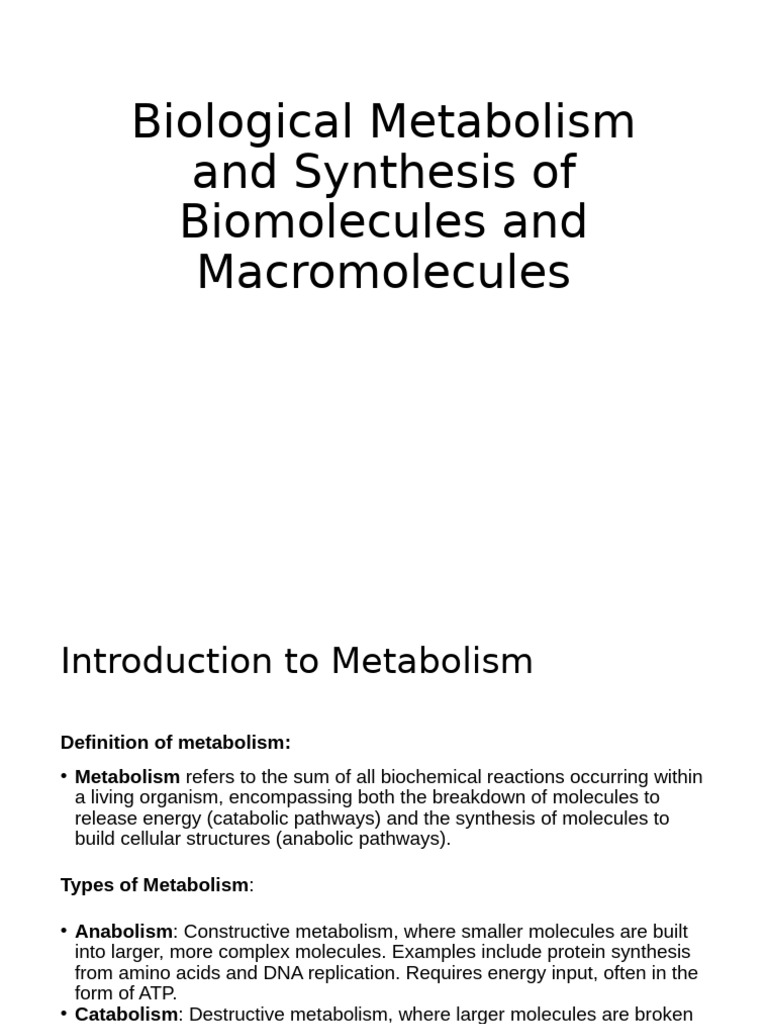 Biological Metabolism Presentation | PDF | Metabolism | Adenosine ...
