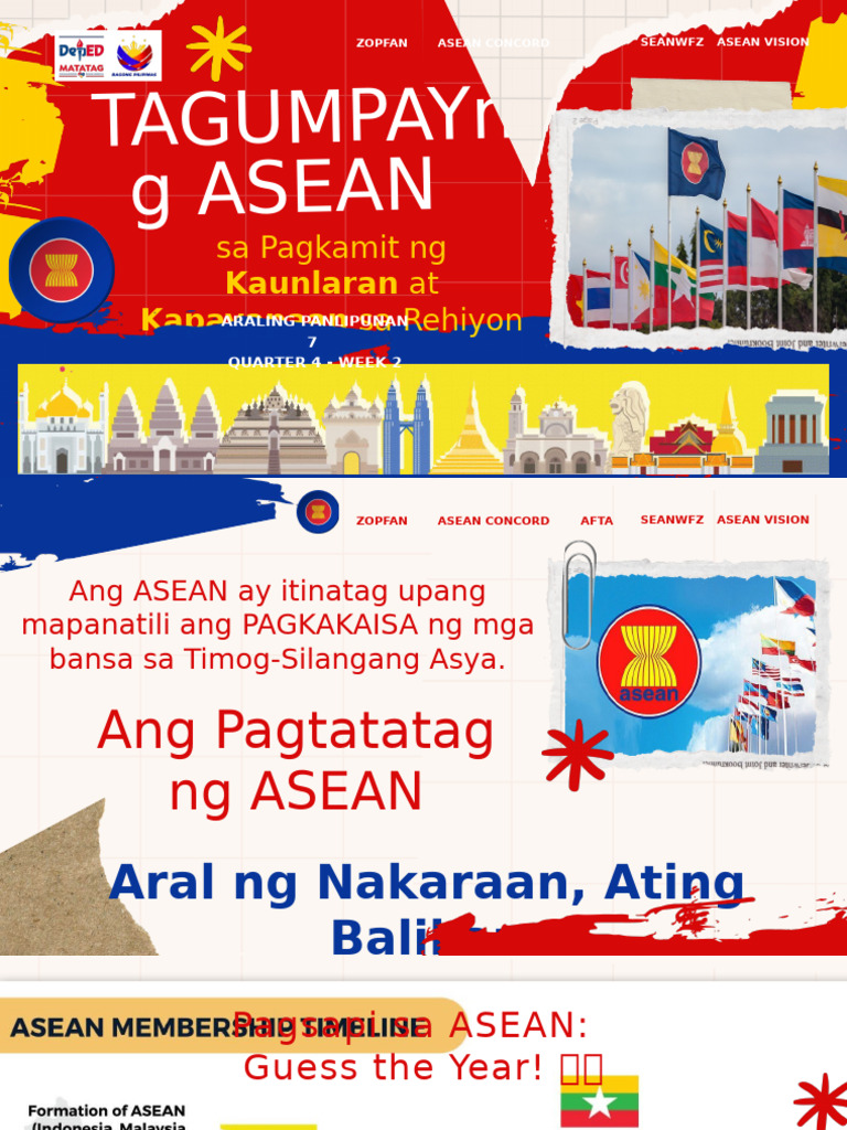 MATATAG AP7 Q4 Week 2 - Tagumpay NG ASEAN Sa Pagkamit NG Kaunlaran at Kapayapaan Sa Rehiyon | PDF