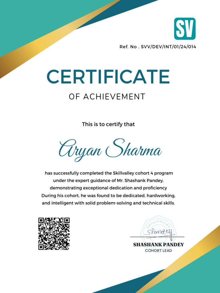 Skillvalley Aryan Certi | PDF