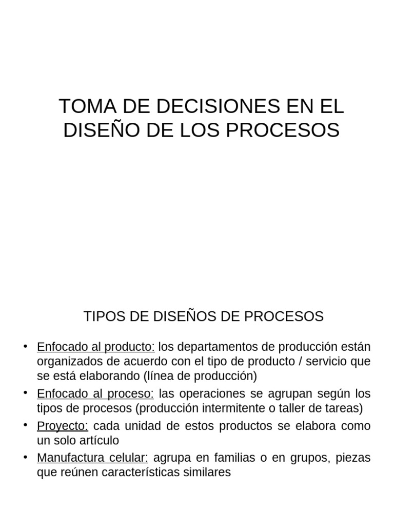 Diseño de Procesos y Toma de Decisiones | PDF | Negocios económicos ...