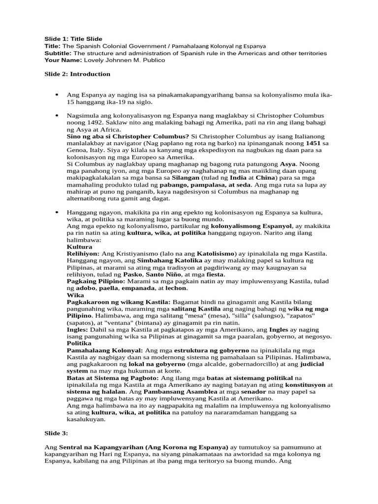 The Spanish Colonial Government / The Structure and Administration of ...
