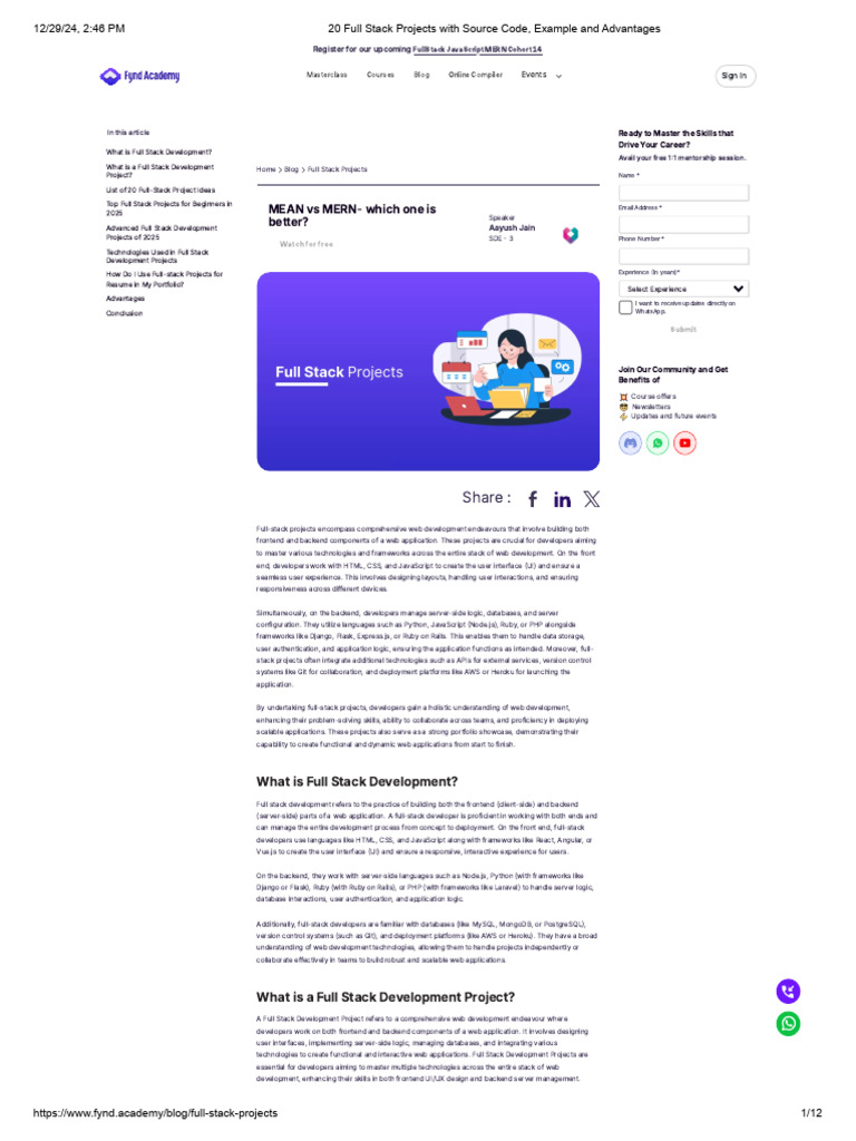 20 Full Stack Projects with Code Examples | PDF | Web Development | Web Application