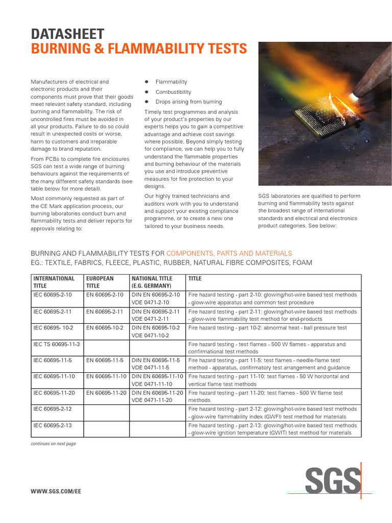 Burning and Flammability Testing Services | PDF | Fires | Combustion