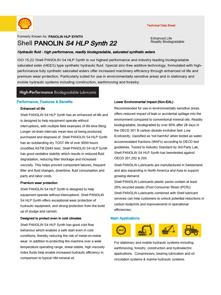 A17-17929-Panolin S4 HLP Synth 22 | PDF | Lubricant | Biodegradation