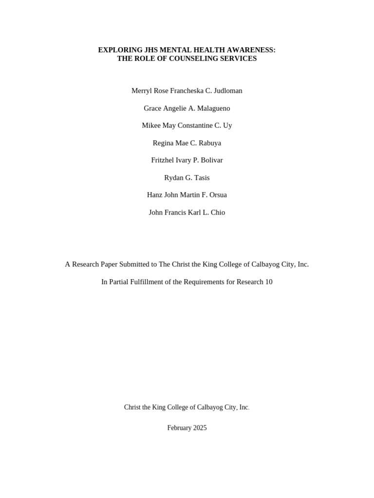 Chapter 1 Research Paper Pre Orals | PDF | Mental Health | Psychotherapy