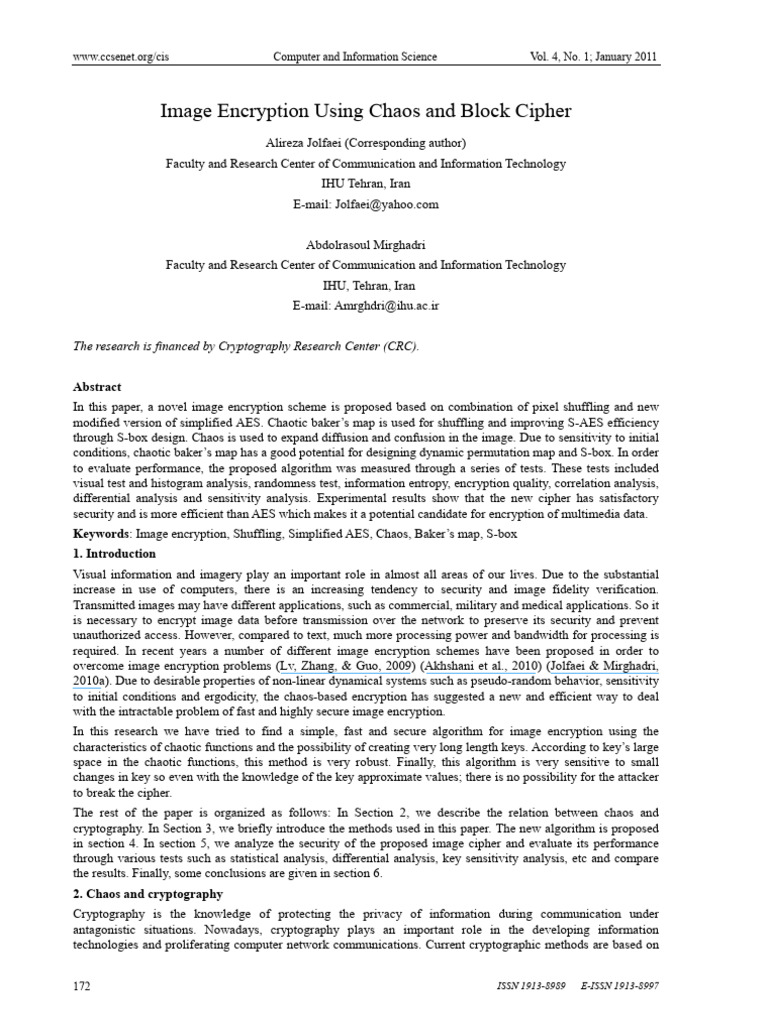 Image_Encryption_Using_Chaos_and_Block_C | PDF | Chaos Theory | Cryptography