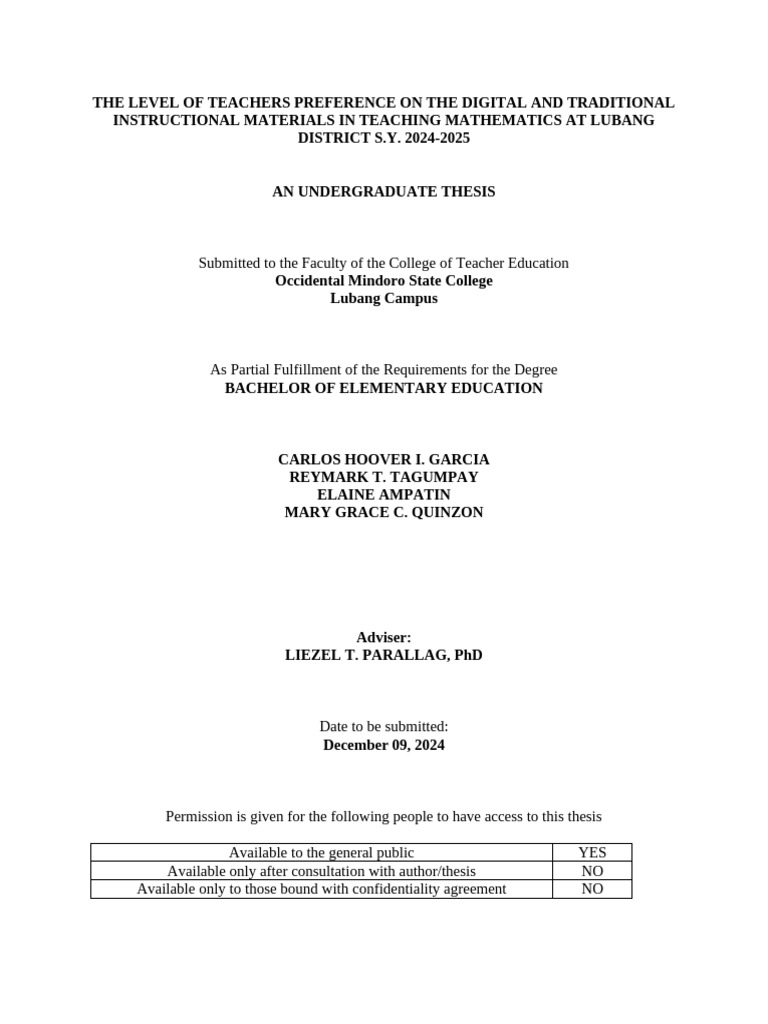 Group 4 The Level of Teachers Preference On The Digital and Traditional ...