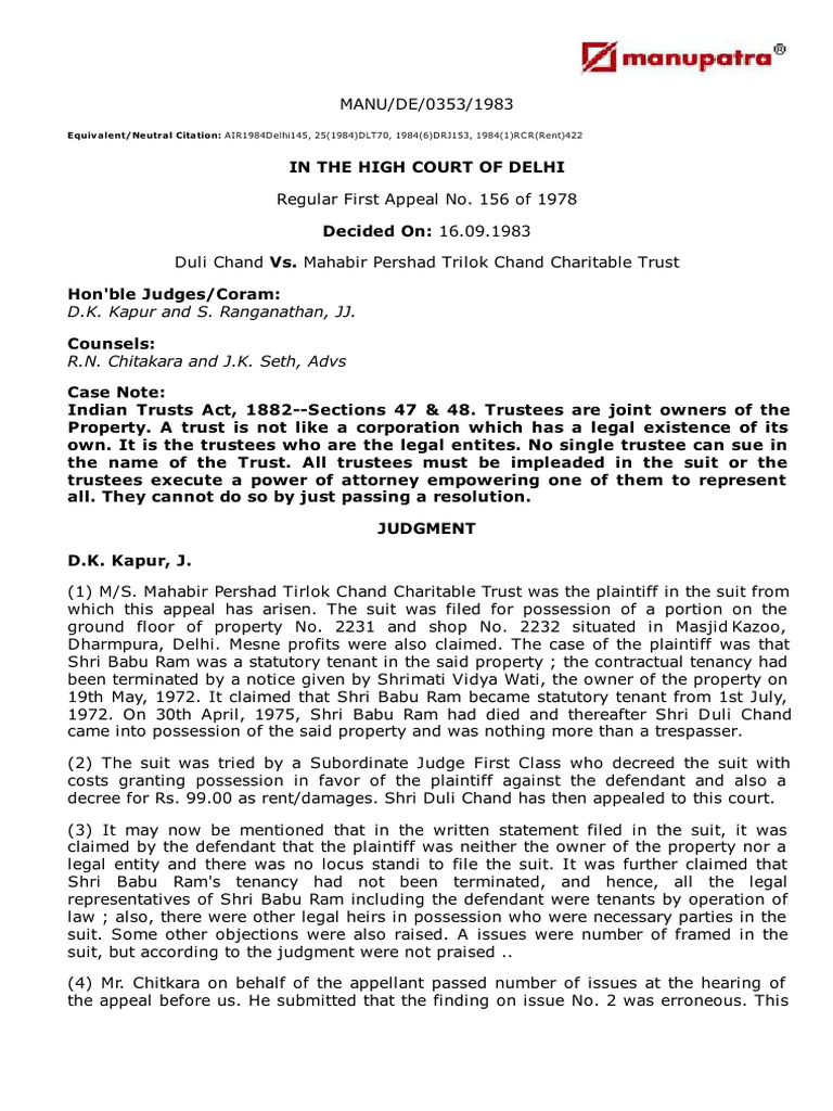 (Para No. 16, 21) Duli - Chand - Vs - Mahabir - Pershad - Trilok ...