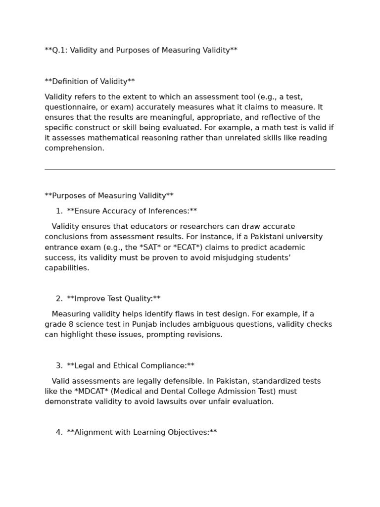 Measuring Validity in Educational Assessments | PDF | Mode (Statistics ...